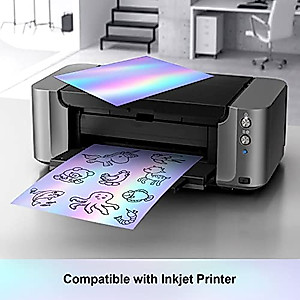 Printable Holographic Sticker Paper for Inkjet Printer, Holographic Overlay for Stickers 25 Sheets 8.5 x 11 Inch. Holographic Labels for Scrapbooking, Bullet Journal,Bottles,Jar,Laptop, Class Project
