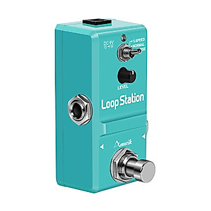 Amuzik Looper Guitar Pedal for Electric Guitar Loop Station Pedal Unlimited Overdubs 10 Minutes of Looping, 1/2 time, and Reverse, built-in SD Card for memory with 3 Modes Mini Size