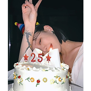 2.75in Red Number 2 Birthday Candles, Glitter Red Happy Birthday Cake Cupcake Toppers Decoration and Celebrating for Adults/Kids Party Baking (2.75in Red Number 2)