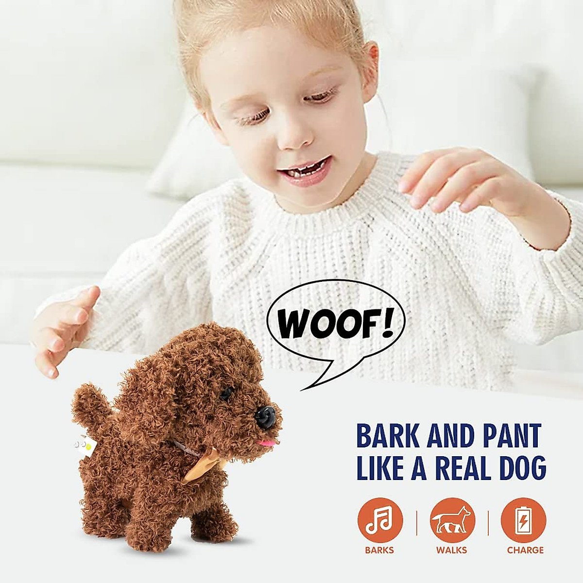 WEofferwhatYOUwant Plush Electronic Labradoodle Dog - Adorable Goldendoodle Teddy Bear Puppy- Walks, Barks, and Cuddles. Ages 18+ Months