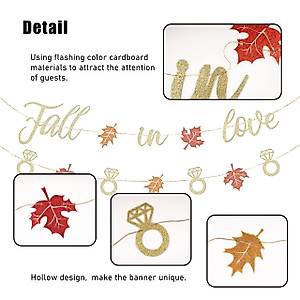 Fall in Love Banner Maple Leaves Glittery Garland for Fall Autumn Themed Wedding Engagement Bridal Shower Party Decorations
