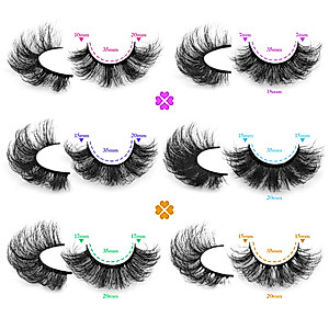False Eyelashes 24 Pairs Mink Lashes Fluffy Dramatic 6D Volume Fake Eye Lashes that Look Like Extension 6 Styles Strip Full Curly Lashes Bulk By GVEFETIEE