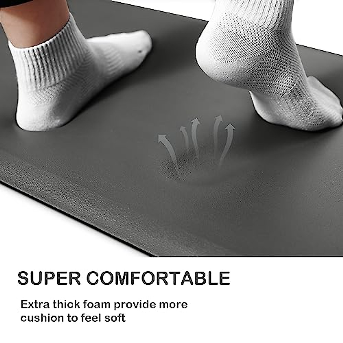 MAYHMYO Grey Kitchen Rugs Kitchen Mats Anti Fatigue Kitchen Floor Mats Thick Cushioned Non Slip Waterproof Memory Foam Kitchen Mat for Standing Desk Office Sink Laundry