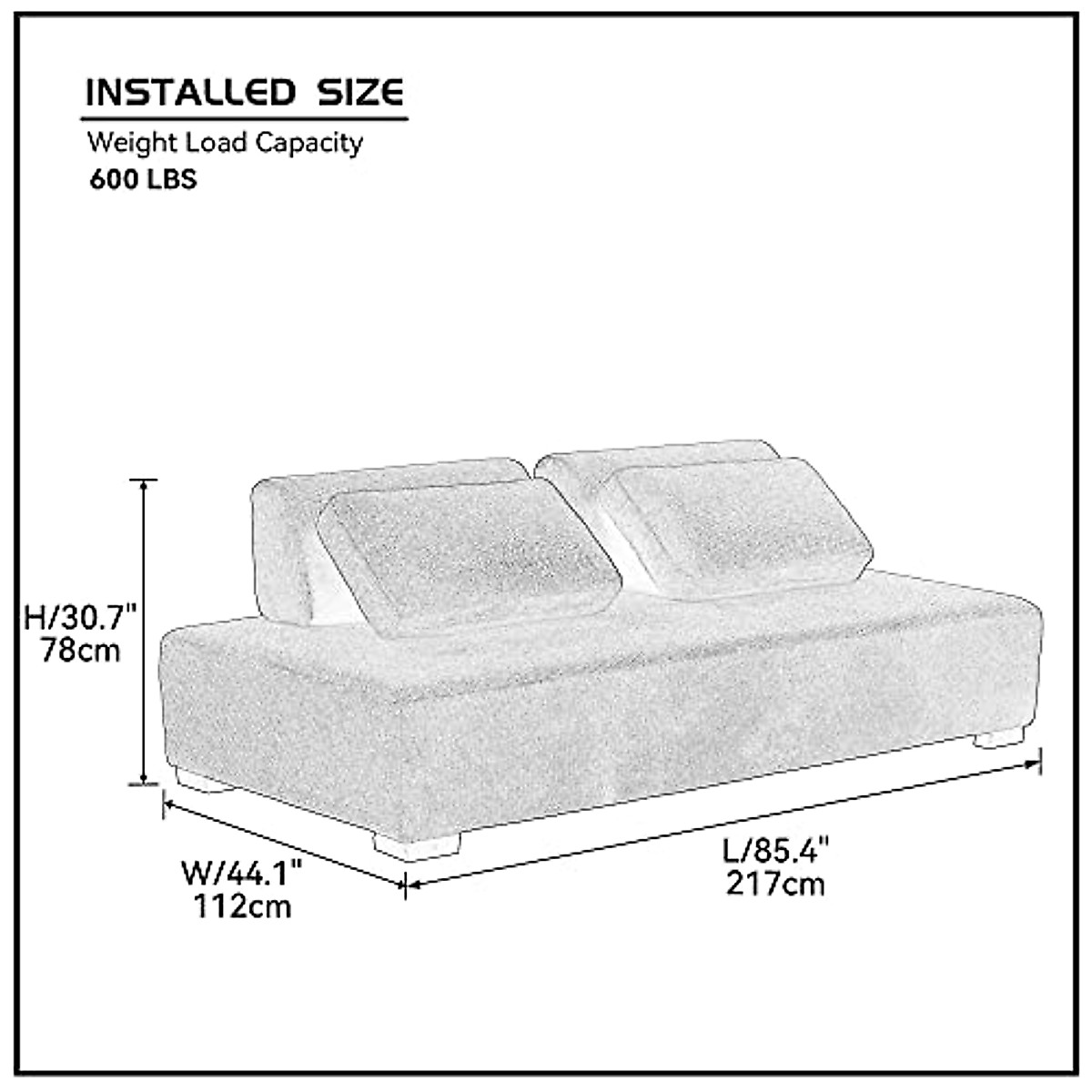 JURMALYN 85.4" Modular Sectional Sofa Couch with 2 Movable Heavy Backrest and Pillows, Modern Upholstered 2 in1 Sofa Bed, Beige Square Floor Couch for Living Room Office Mall Apartment Hotal