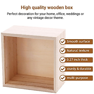 12 PCS 4'' x 4'' Rustic Wooden Box Storage Organizer Craft Box for Collectibles Home Venue Decor Succulents