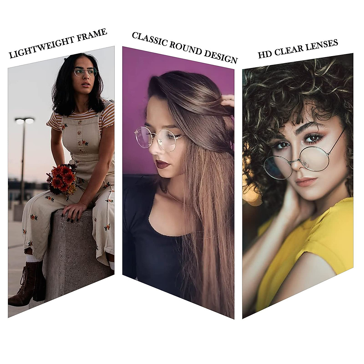 Bouryo Small Round Clear Lens Glasses for Men Women Non Prescription Circle Eyeglasses Metal Eyewear Frames