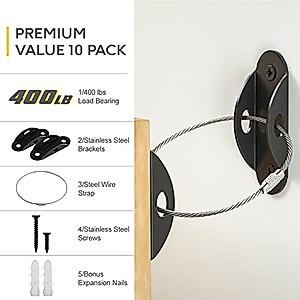 Furniture Anchors (10 Pack) Anti Tip Furniture Straps for Baby Proofing, 400lbs Tension Earthquake Resistant Metal Straps, Furniture Wall Anchor Prevent Baby Pet from Falling Furniture