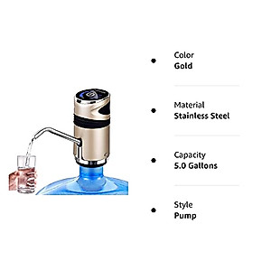 Water Pump for 5 Gallon Jug, Electric 5 Gallon Water Dispenser USB Charging Water Bottle Pump Universal Water Jug Dispenser with Child Lock and Automatic Off