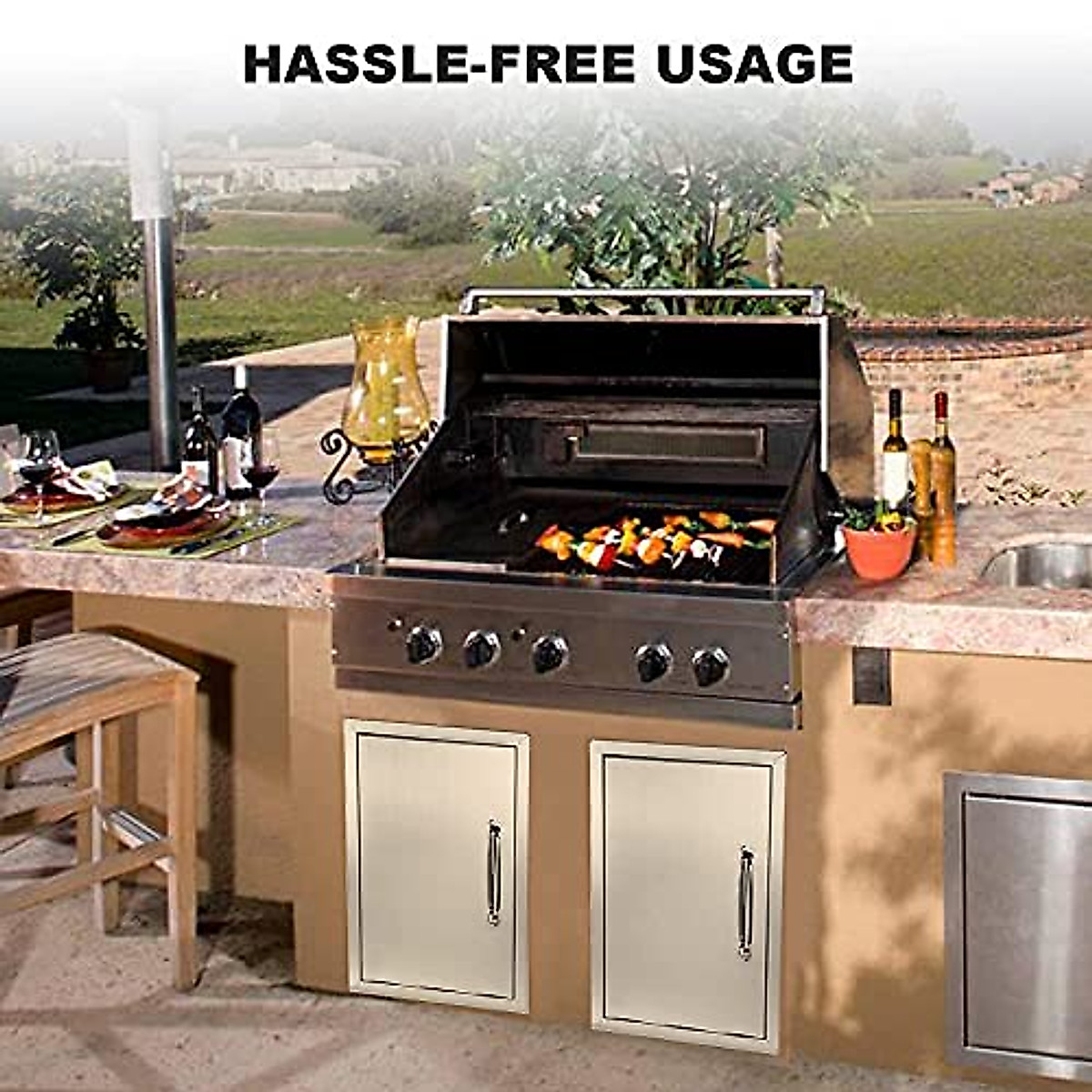 Karpevta Outdoor Kitchen Door 17" W X 24" H BBQ Single Access Door Stainless Steel Wall Construction Vertical Door for Outdoor Kitchen Grilling Station or Commercial BBQ Island