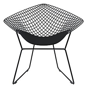 Aron Living Diamond 16" Mid-Century Metal Chair with Seat Pad in Black