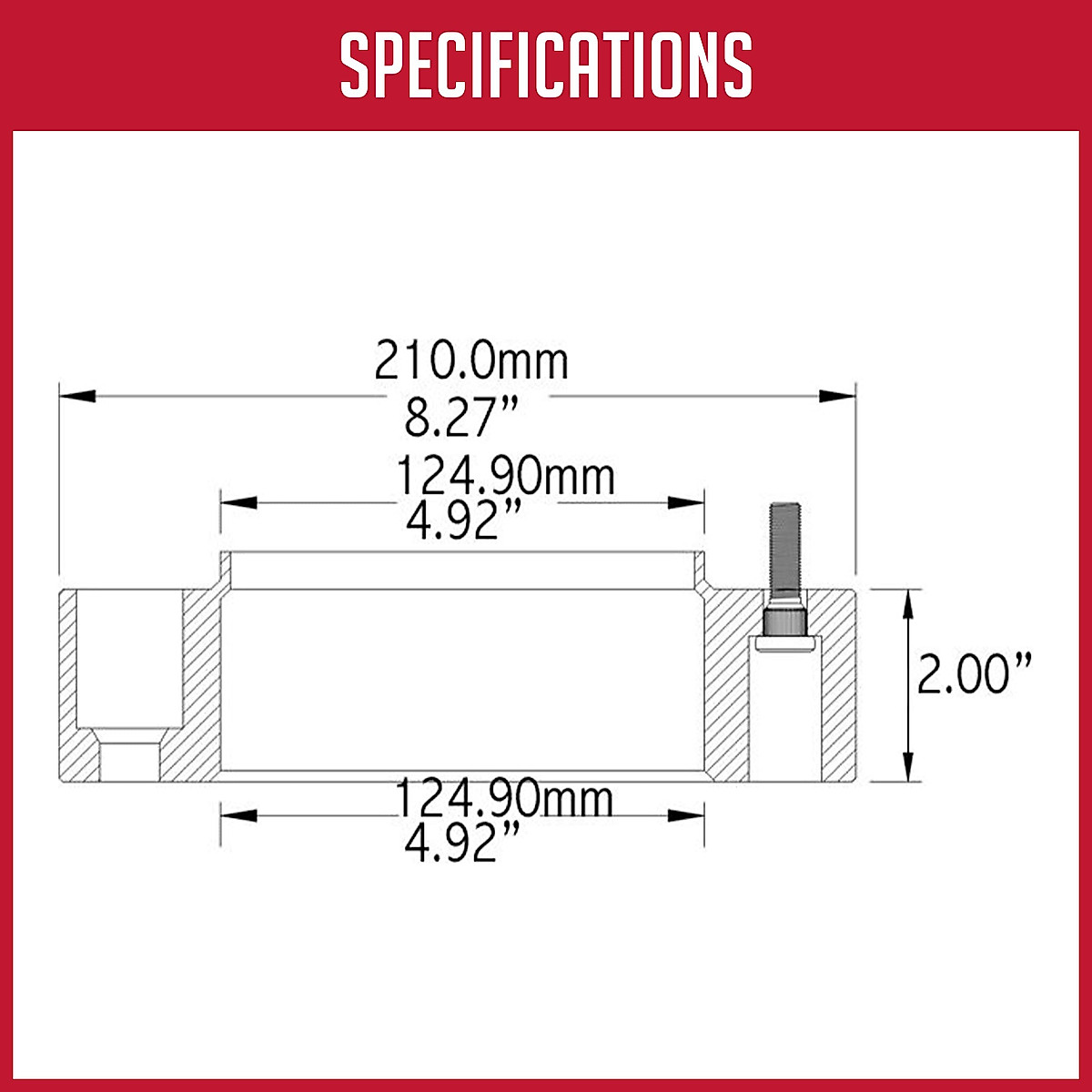 Wheel Accessories Parts 2 Pcs Hub Centric Wheel Spacers 8 on 170mm 2" Thick M14 x 1.5 Thread Stud 124.9mm Hub Fits 2003+ Ford F250 F350 Super Duty Single Rear Wheel | 03-05 Dually Rear Wheel Front