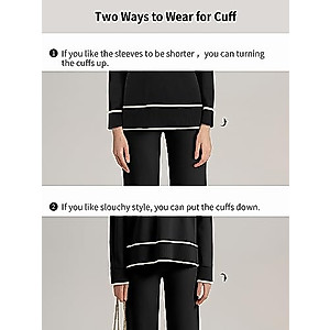 SuperPrity 2 Piece Sweater Sets for Women Winter Wide Leg Pants Knit Outfits Set Comfy Long Sleeve Lounge Wear Sweatsuit Set-L,Dark Green