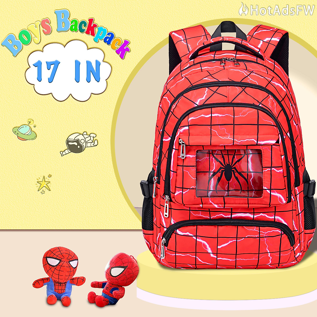 HotAdsFW Spider Backpack for Boys 4 5 6 7 8 9 Elementary Kids School Backpack Bookbag for Girls 8-10 School Bag for Kindergarten Primary Middle School