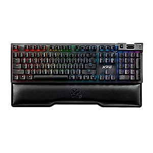 XPG Summoner Mechanical RGB Gaming Keyboard: Cherry MX Red Linear Switches - Sandblasted Aluminum Frame - USB Passthrough - Mechanical Scroll Wheel - Included Wrist Rest - Black
