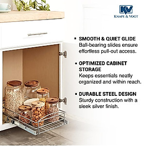 Knape & Vogt RS-MUB-11-FN 5 in. H x 12 in. W x 20 in. D Multi-Use Pull-Out Basket Cabinet Organizer in Silver