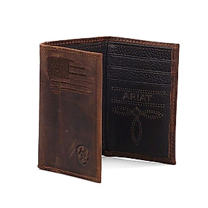 M & F Men's Trifold USA Flag & Logo Leather Wallet