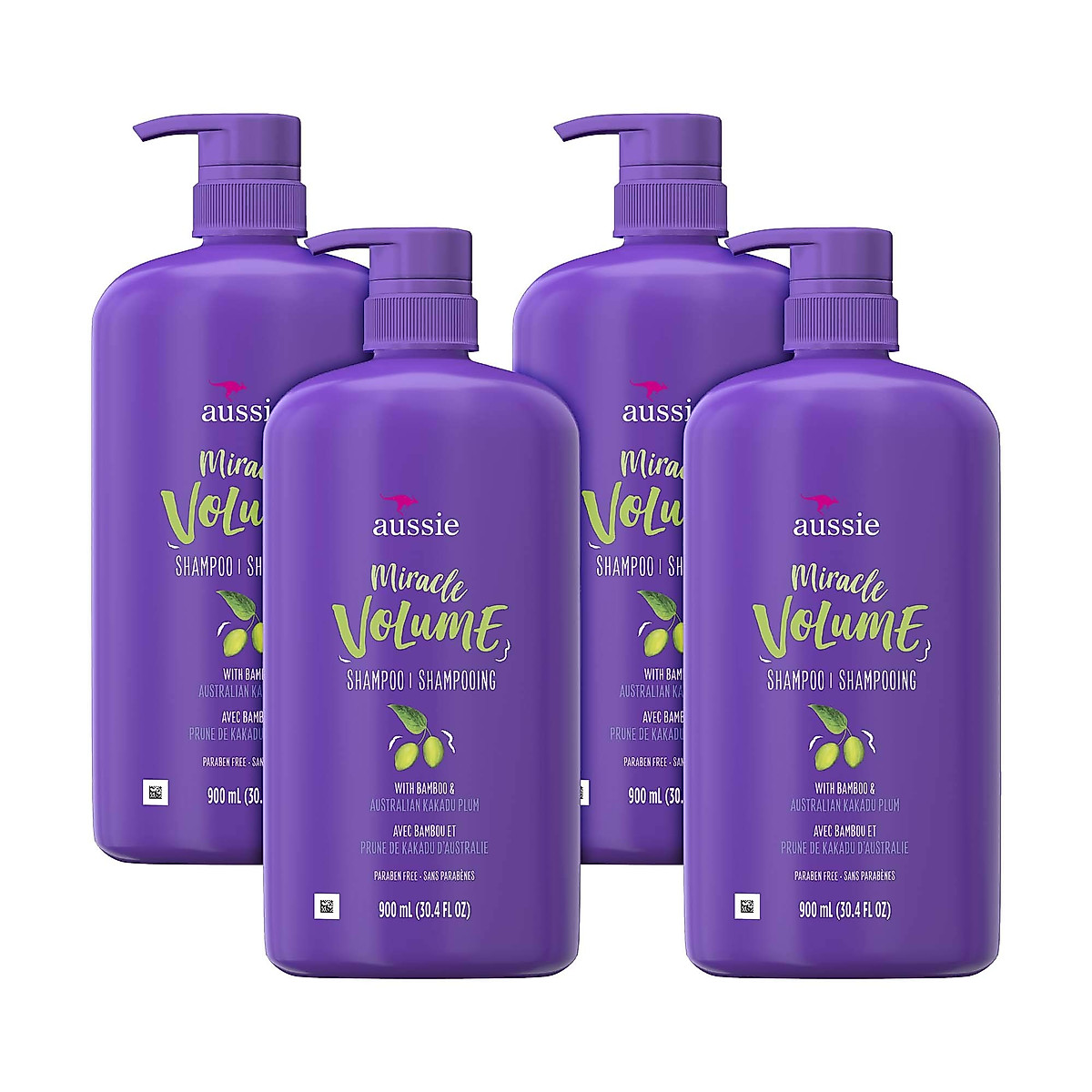 Aussie For Fine Hair Paraben-free Miracle Volume Shampoo With Plum & Bamboo, (Pack of 4)