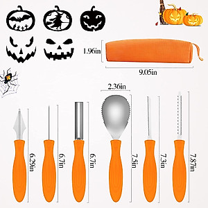 Yatashing Pumpkin Carving Kit Tools 12Pcs DIY Jack-O'-Lantern Professional Sturdy Stainless Steel Supplies Carving Stencils Zipper Bag for Adults & Kids and Halloween Decorations