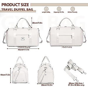 FIORETTO Gym Tote Bag Duffle Bag with Separated Shoes Compartment & Wet Pocket, Travel Bag Weekend Overnight Bags, Water-Resistant Carry On Bag Hospital Holdalls for Women Beige