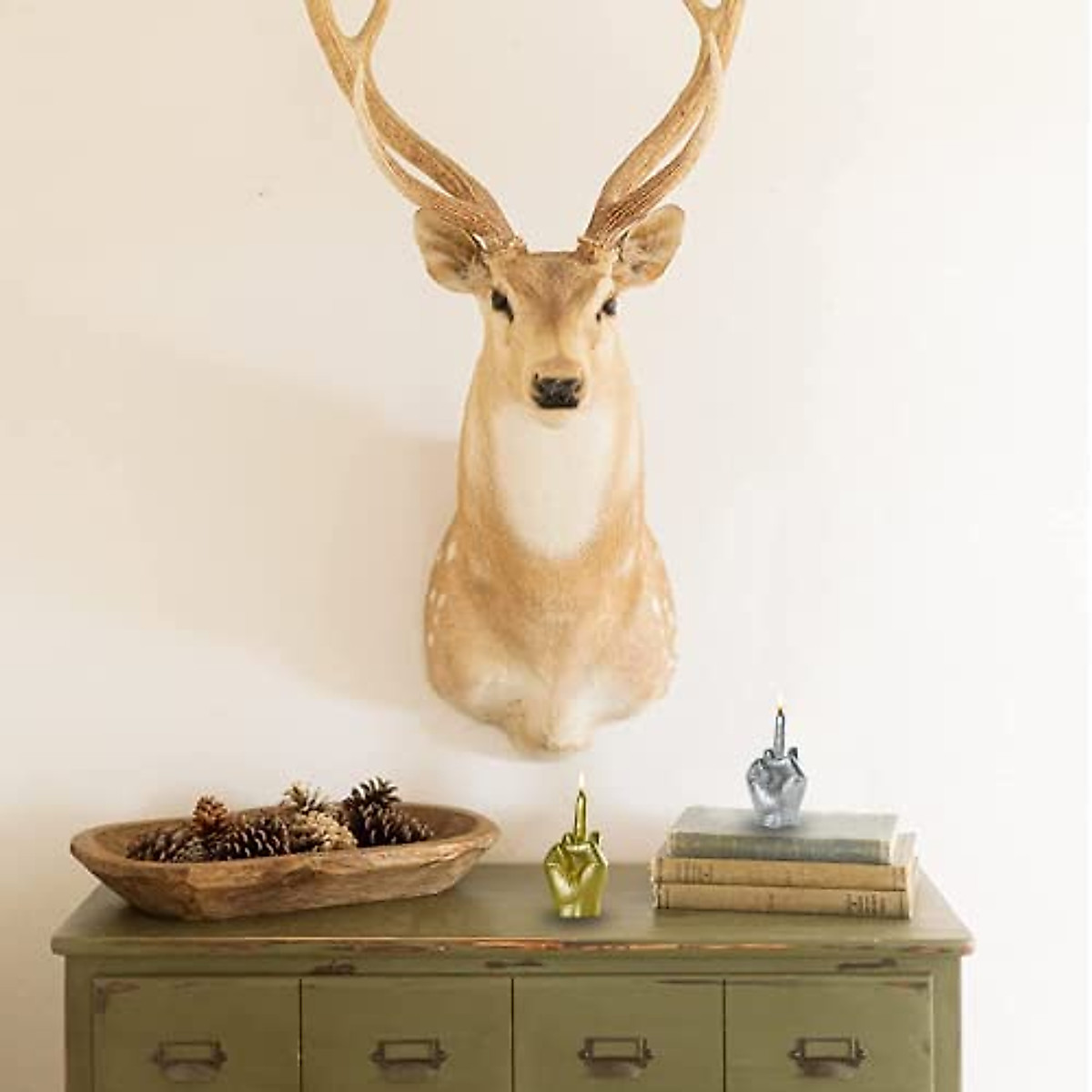 LPUSA 2 Pieces Middle Finger Candles Danish Pastel Room Aesthetic Aromatherapy Natural Soy Wax Decorative Candle for Bedroom Bathroom Wedding(Silver)