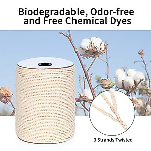 Macrame Cord 4mm x 328Yards(984Feet),Natural Cotton Macrame Rope - 3 Strands Twisted Macrame Cotton Cord for Wall Hanging, Plant Hangers, Crafts, Gift Wrapping and Wedding Decorations