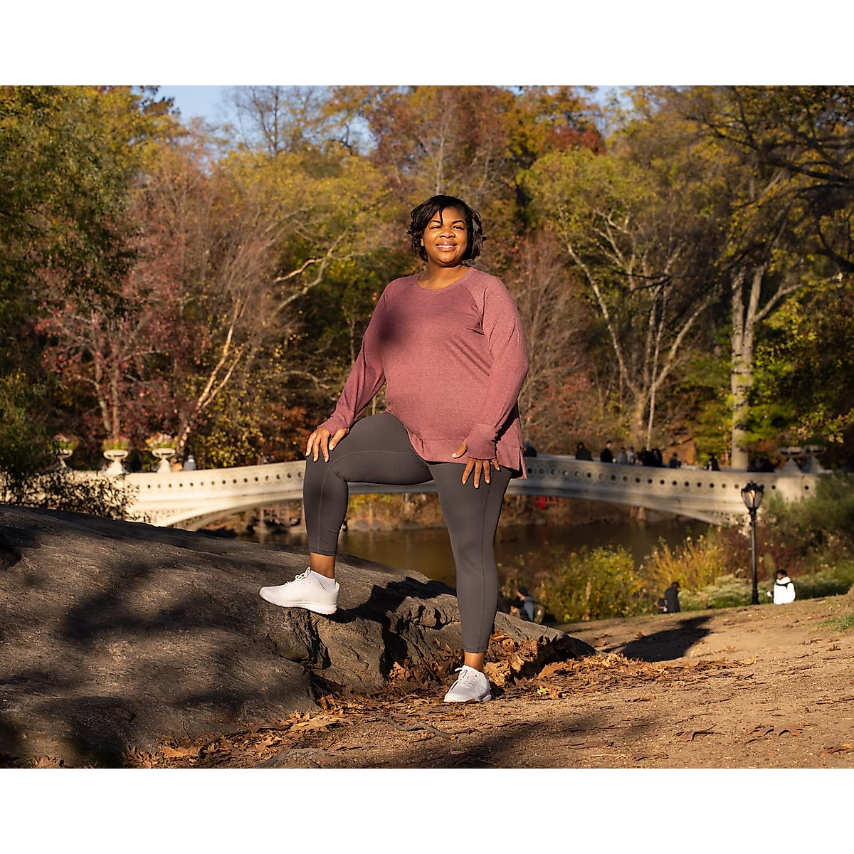 RBX Active Women's Plus Size Workout Top with Thumbholes, Buttery Soft Lightweight Long Sleeve T-Shirt Tunic Relaxed Fit Yoga Top F22 Black-Grey Heather 2X