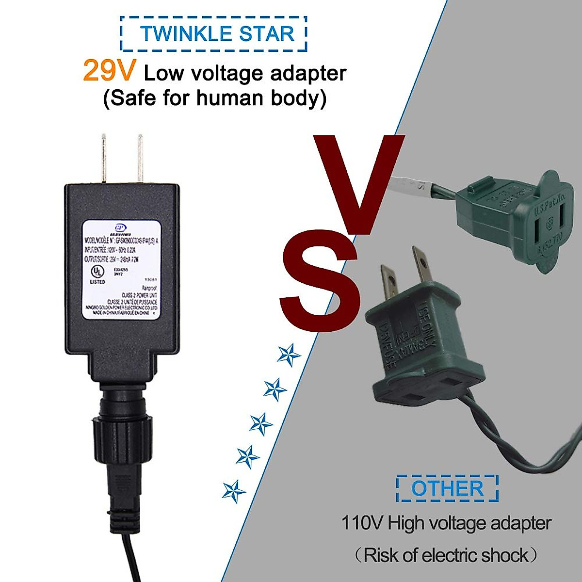 Twinkle Star 300 LED Christmas Mini String Lights, 99 FT Fairy Lights with Safe Adapter for Indoor Outdoor Home Garden Party Christmas Decoration, Warm White