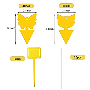 Dawhunt 96 Pack Yellow Sticky Traps for Gnats Fungus Fruit Fly Traps for Indoors Bug Thrip Catcher for Whitefly,Fungus Gnat,Mosquito and White Flying Insects