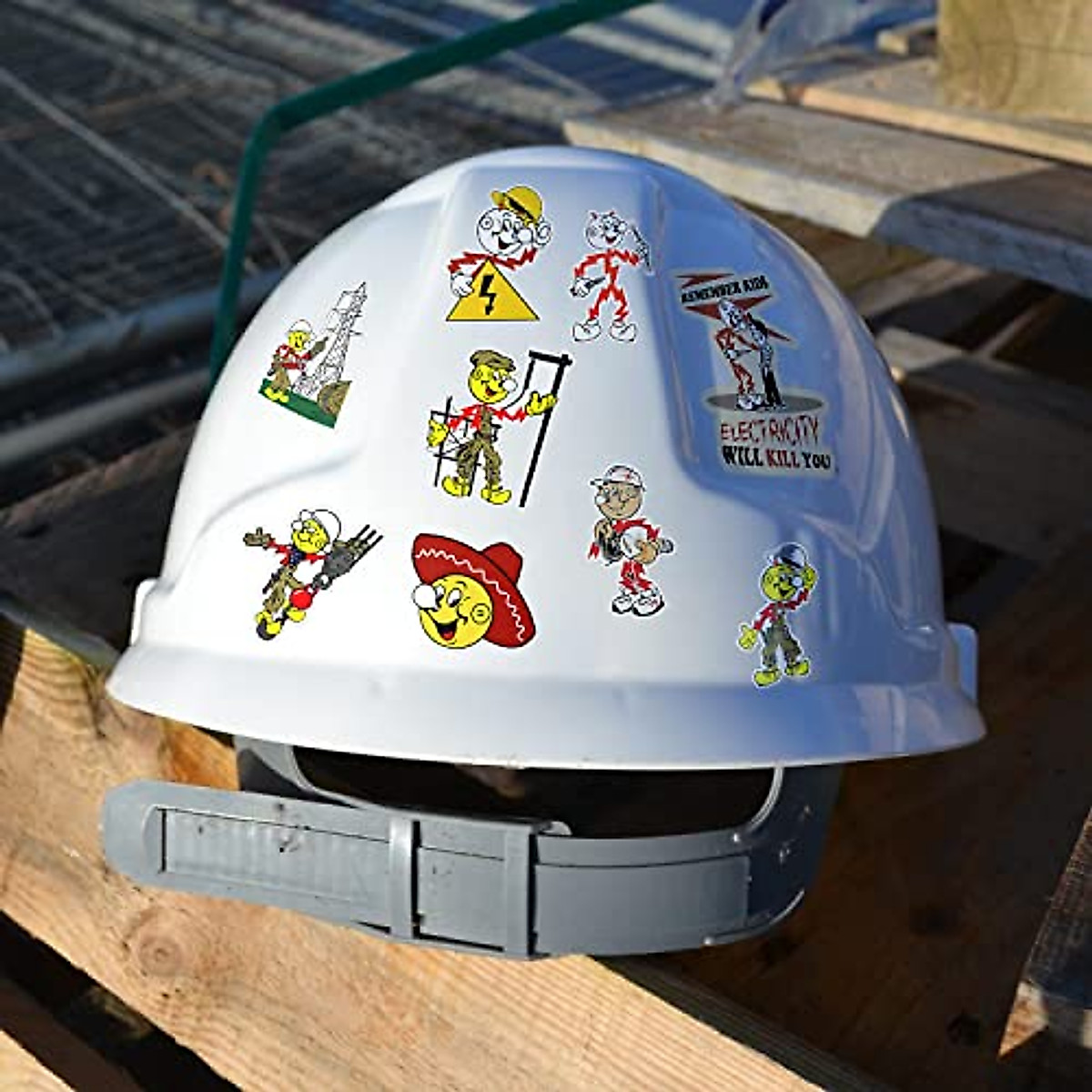 50 Pcs Reddy Kilowatt Sticker, Remember Kids Electricity Will Kill You Sticker, Electrical Electrician Stickers, Electric Will Shock You Decal for Car, Water Bottle, Laptop, Hard Hat Stickers Pack