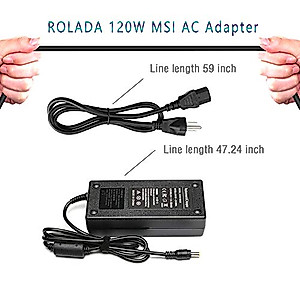 120W Laptop Ac Adapter Charger Power Cord Supply for MSI- Laptop CX62 GE60 GE60K GE62 GE70 GE70K GE72 GP60 GP70 GP72 GS60 GS70 MS-16GA Stealth MS-1756 MS-1757 MS-1771 MS163A E7235 E7405