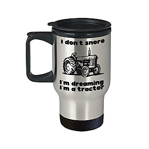 Tractor travel coffee mug funny farmer gifts for men, Rancher old vintage antique novelty farm stainless steel cup stuff for Dad or Grandpa