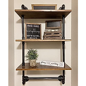 DR.IRON Industrial Pipe Wall Bathroom Shelf Rustic Bathroom Shelves with Towel Bar,24" Towel shelfs for Bathroom,Farmhouse Bathroom Shelving Unit Storage (3 tier-24)
