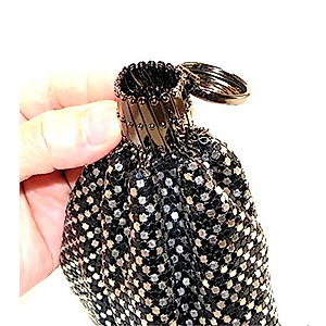 XXX-Small Vintage Evening Purse Metal Mesh Gatsby Bag for Cocktail Party Prom Wedding Banquet Black With Silver