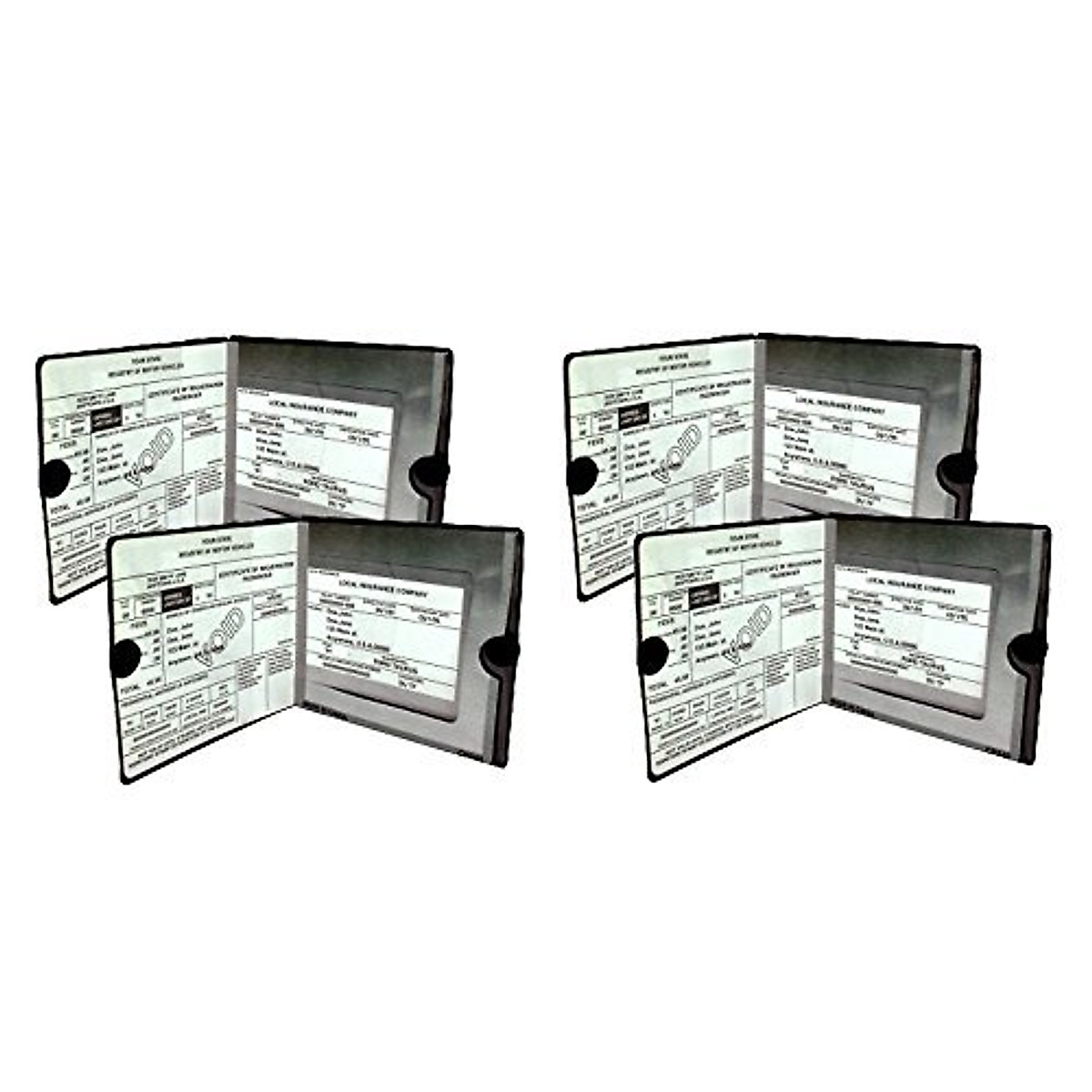 Sterling Car Auto Insurance Registration BLACK Document Wallet Holders - Automobile,Motorcycle,Truck,Vinyl ID Holder & Visor Storage-Strong Closure On Each-Necessary in Every Vehicle-4 Pack Set
