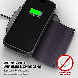 VENA vCommute Wallet Case Compatible with Apple iPhone 14 Pro Max (6.7"), (Military Grade Drop Protection) Flip Leather Cover Card Slot Holder with Kickstand - Deep Purple/Black