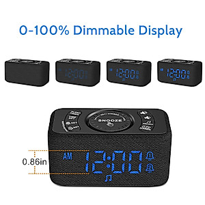 REACHER R4 Alarm Clock and White/Pink/Brown Noise Machine, Dual Alarm with 7 Loud Ringtones, 12 Soothing Natural Sounds, Sleep Timer, Adjustable Volume, Dimmable LED Digits for Bedroom, Adults, Travel