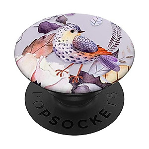 Sparrow in Blooming Flowers Floral Pattern Phone Popper PopSockets Swappable PopGrip