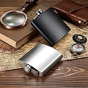 20 Pieces 6 oz Stainless Steel Flask with Funnel Hip Flask for Liquor Leak Proof Camping Drinking Pocket Flasks Black and Silver Flask Set for Men Groomsmen Bridal Women Wedding Party Supplies