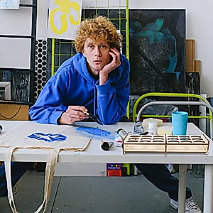 SEWACC Wooden Paint Rack Paint Rack Organizer with 18 Holes Diy Art Tools Storage Stand Pigment Bottle Storage Rack Craft Paint Holder Cabinet Organizer for Painting