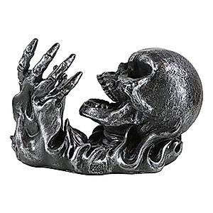 Ebros Dead Rising Skull Hell's Booze Flame Skeleton Wine Holder Figurine 11.25" L Halloween Party Hosting Centerpiece Decor