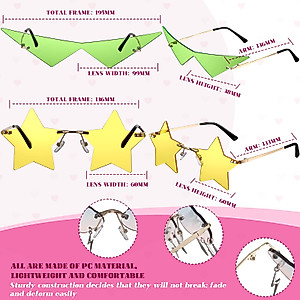 Juinte 8 Pcs Irregular Sunglasses Set Rimless Lovely Flame Rectangle Cloud Star Butterfly Sunglasses Frameless Candy Color Glasses Heart Slender Oval Triangle Sunglasses for Women Men (Stylish Style)