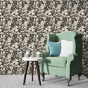 UniGoos Abstract Mushroom Peel and Stick Wallpaper Cute Pattern Temporary Wall Paper Roll Modern Self Adhesive Contact Paper for Cabinet Kids Room DIY Decor 17.7" x 118.1"