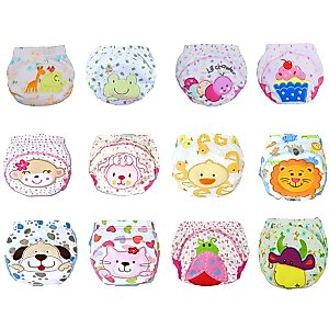 AUBIG Baby Boys Bloomers 4Pcs Toddler Girls Toilet Pee Potty Training Pants Cotton Underwear Ruffle Underpants Breathable Panties