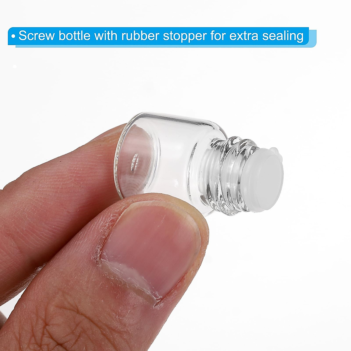 PATIKIL 1ml Essential Oil Bottles, 50 Pack Clear Glass Bottles with Orifice Reducer Sample Vial Octagon Screw Cap Storage Vials Container, Black