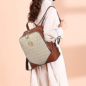 MKP Women Fashion Medium Backpack Purse (Beige and Beige)