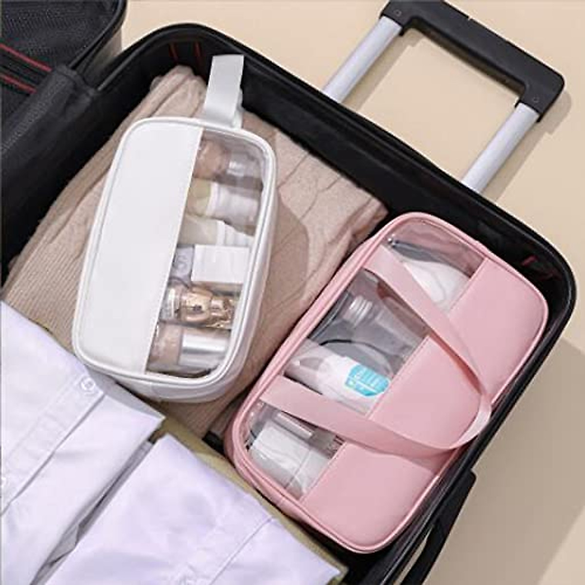Hanging Travel Toiletry Bag for women, Waterproof Cosmetic Bag Portable Travel Makeup Pouch Multifunction Handle Travel Toiletry Bag Organizer for Women, Cosmetic Bags for Women Travel Set(3Pcs Pink)