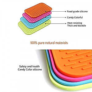 4 PCS Silicone Non-slip Mat Heat Resistant Table Placemat Kitchen Sink Dishes Cup Dry Coaster