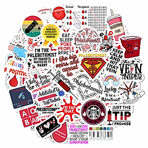 BulbaCraft 100 Pcs Phlebotomy Stickers, Phlebotomy Gifts for Women, Students & Men, Phlebotomist Accessories, Phlebotomist Stickers for Laptops & Water Bottles
