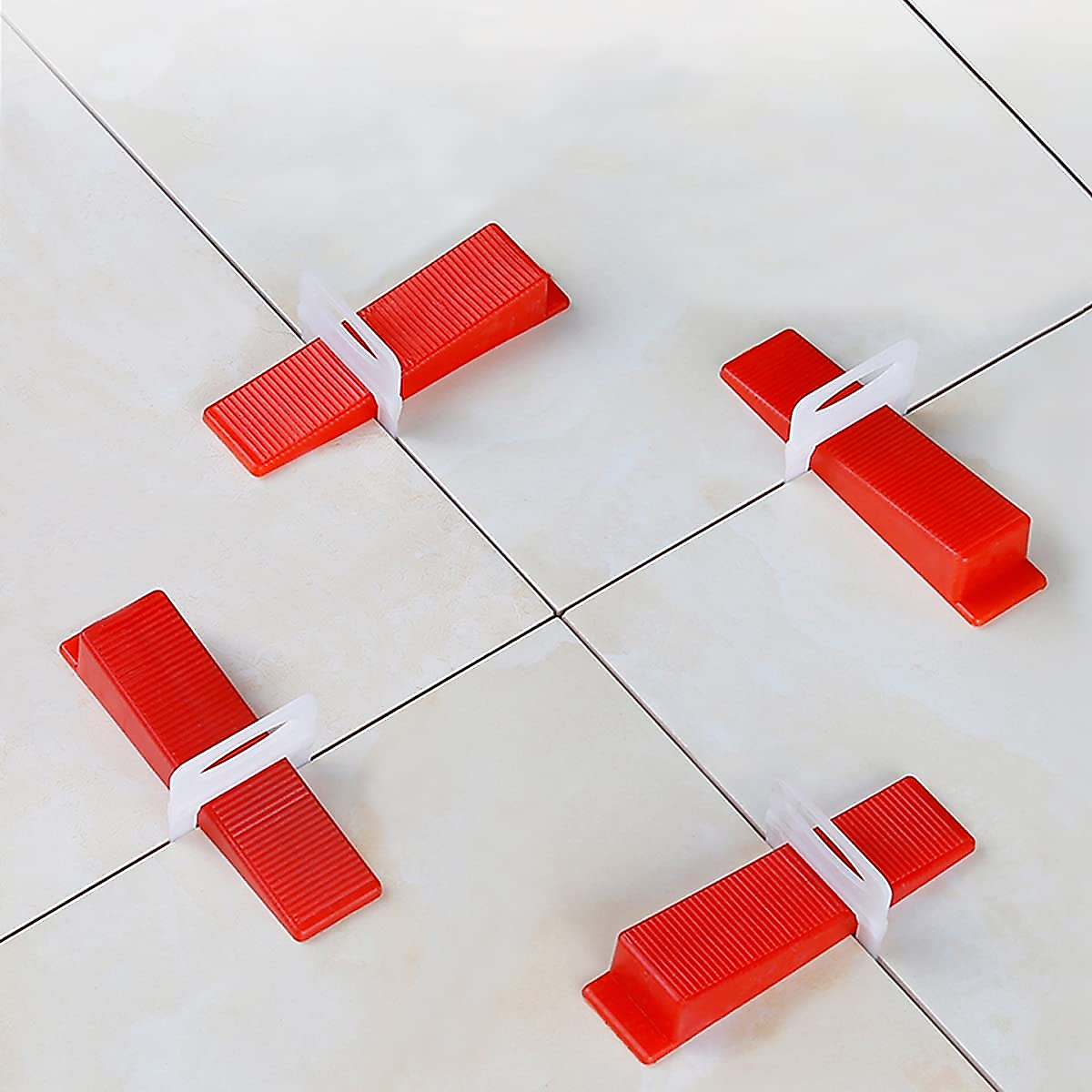500 Pcs Reusable Leveling Wedges, Tile Leveling System Wedges For 1/8" spacers, 1/16" spacers, 1/32" spacers,for Tile Leveler Installation (500, red)
