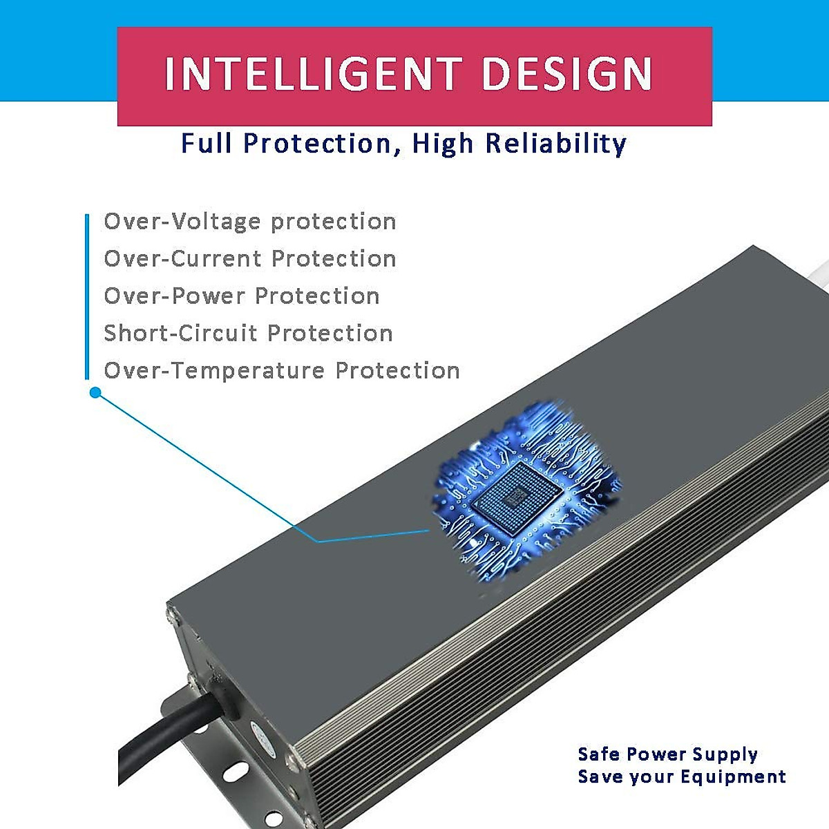 12V LED Driver 150 Watts 110V to 12 Volt Power Supply Waterproof IP67 Transformer 150W 12V DC LED Power Supply AC to DC Converter with 3 Prong Plug, 120V AC to 12V DC Power Adapter Low Voltage